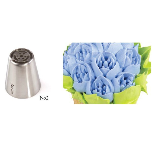 RUSS02 Russian Icing Decorating Nozzle Tips Stainless Steel- Flower...