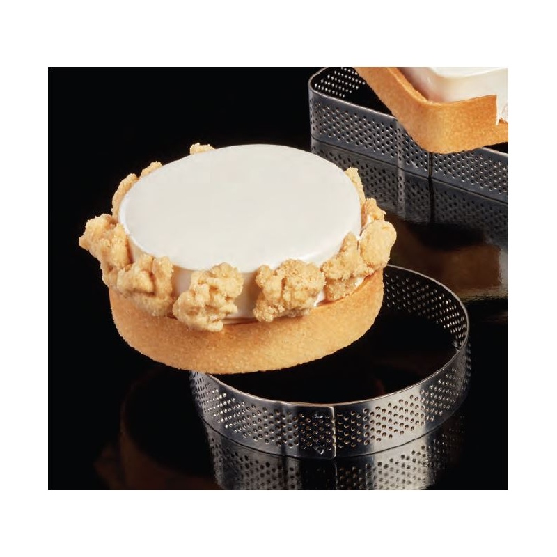 Pavoni XF7020 Microperforated Stainless Steel Round Tart Rings Heig...