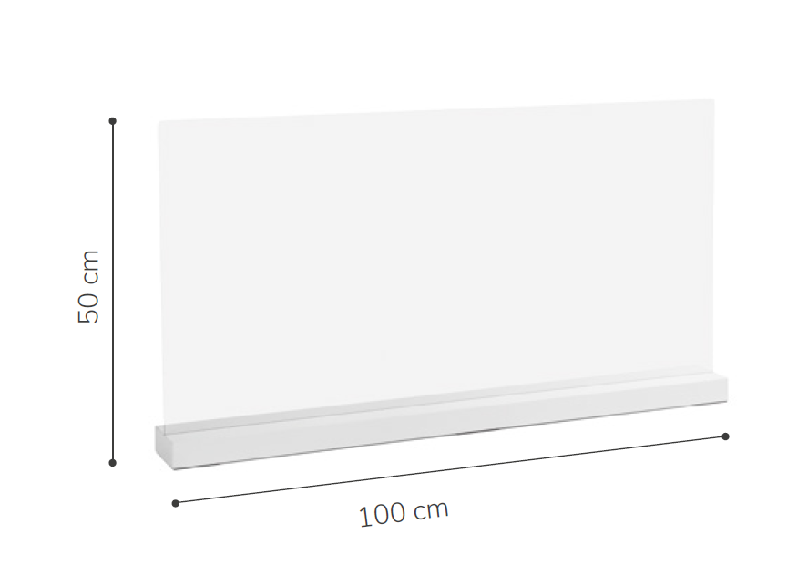 CPPP105 Counter Plexiglass Protection Barrier 100 x 50 cm - 39.3''