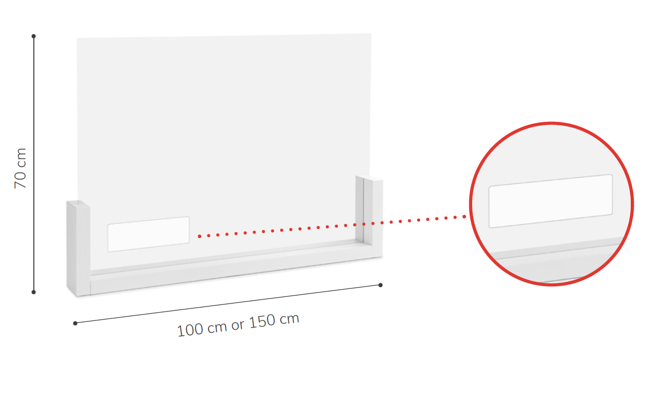 CPPP1070 Counter Plexiglass Protection Barrier 100 x 70 cm - 39.3''...