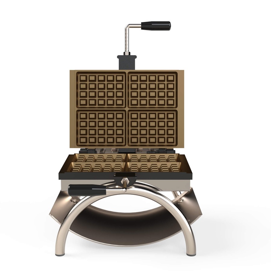 A63 Belgian High Quality Cast Iron Electric Liege Waffle Iron for 4...