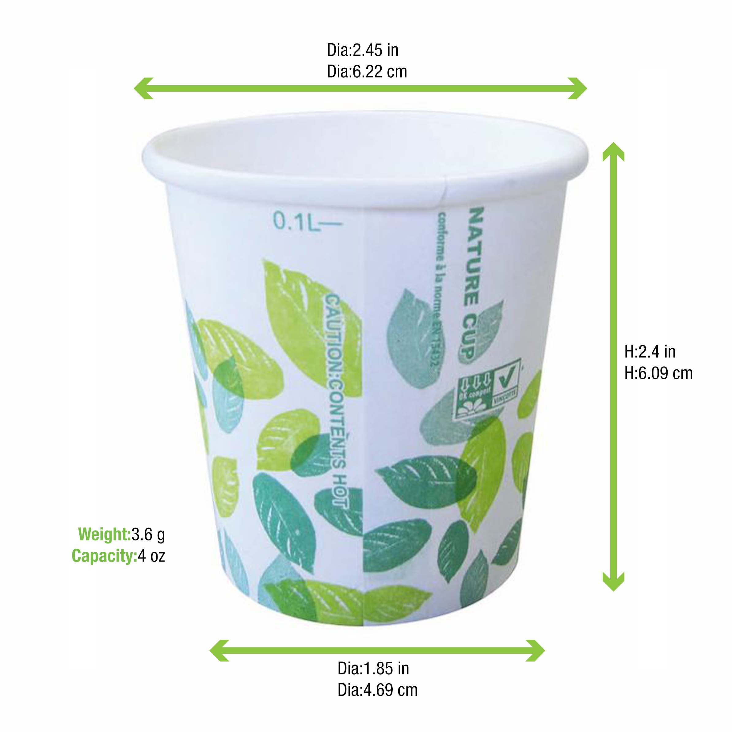 PacknWood 210GCNAT4 PacknWood White Paper Nature Cups - 4 oz - 3000...