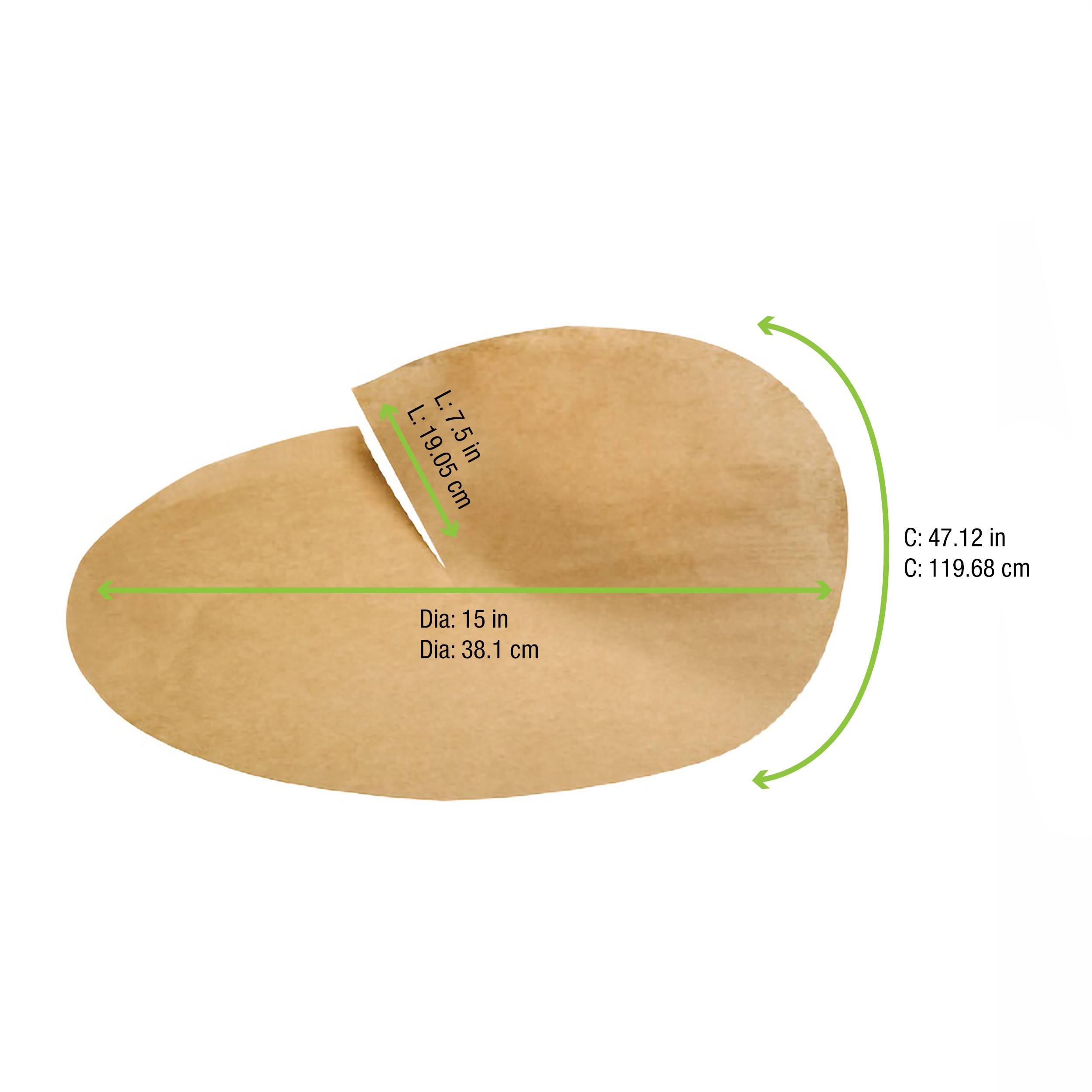 PacknWood 210PAPC38 PacknWood Round Kraft Greaseproof Cone Sheets