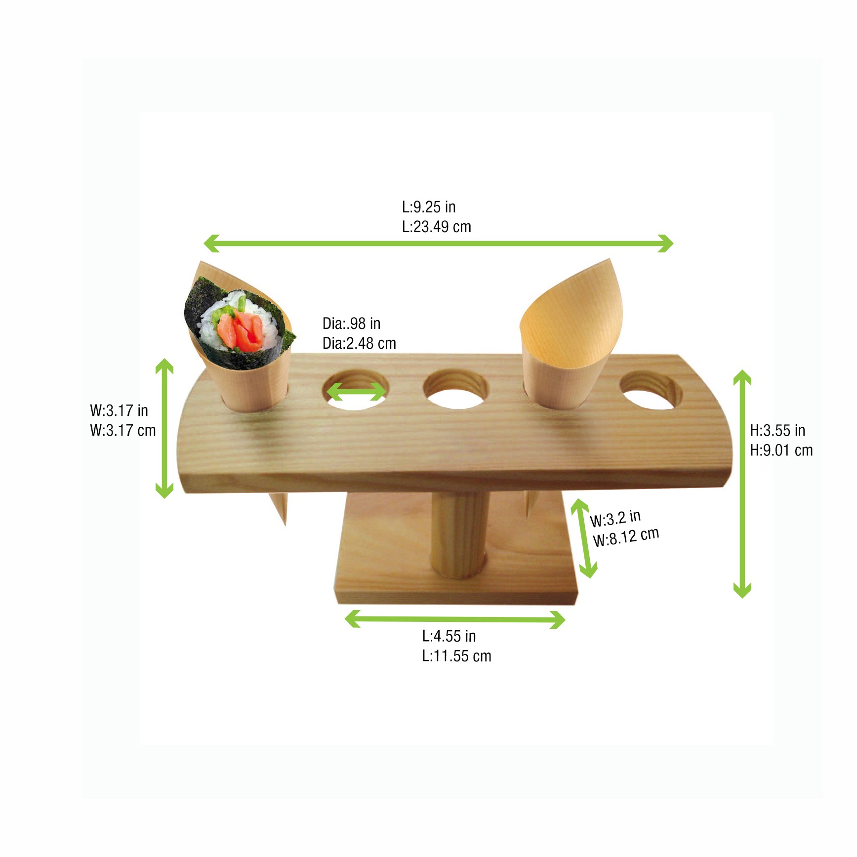 PacknWood 210SBAM5 PacknWood 5 Holes Bamboo Cone And Temaki Display...