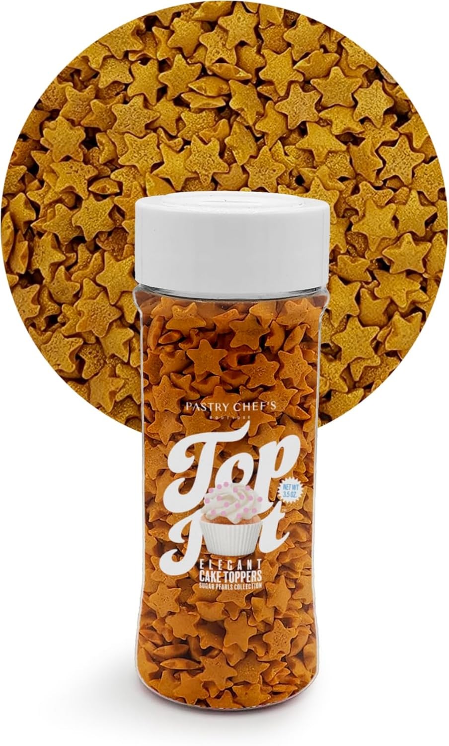 Elegant Star Shaped Sprinkles Topping Decoration 3.5oz - Golden Twinkle