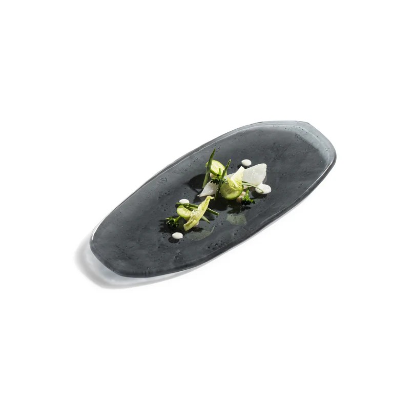 Pordamsa XGLAS-018 Pordamsa Wave Glass Oval Tray 28 x 13 cm