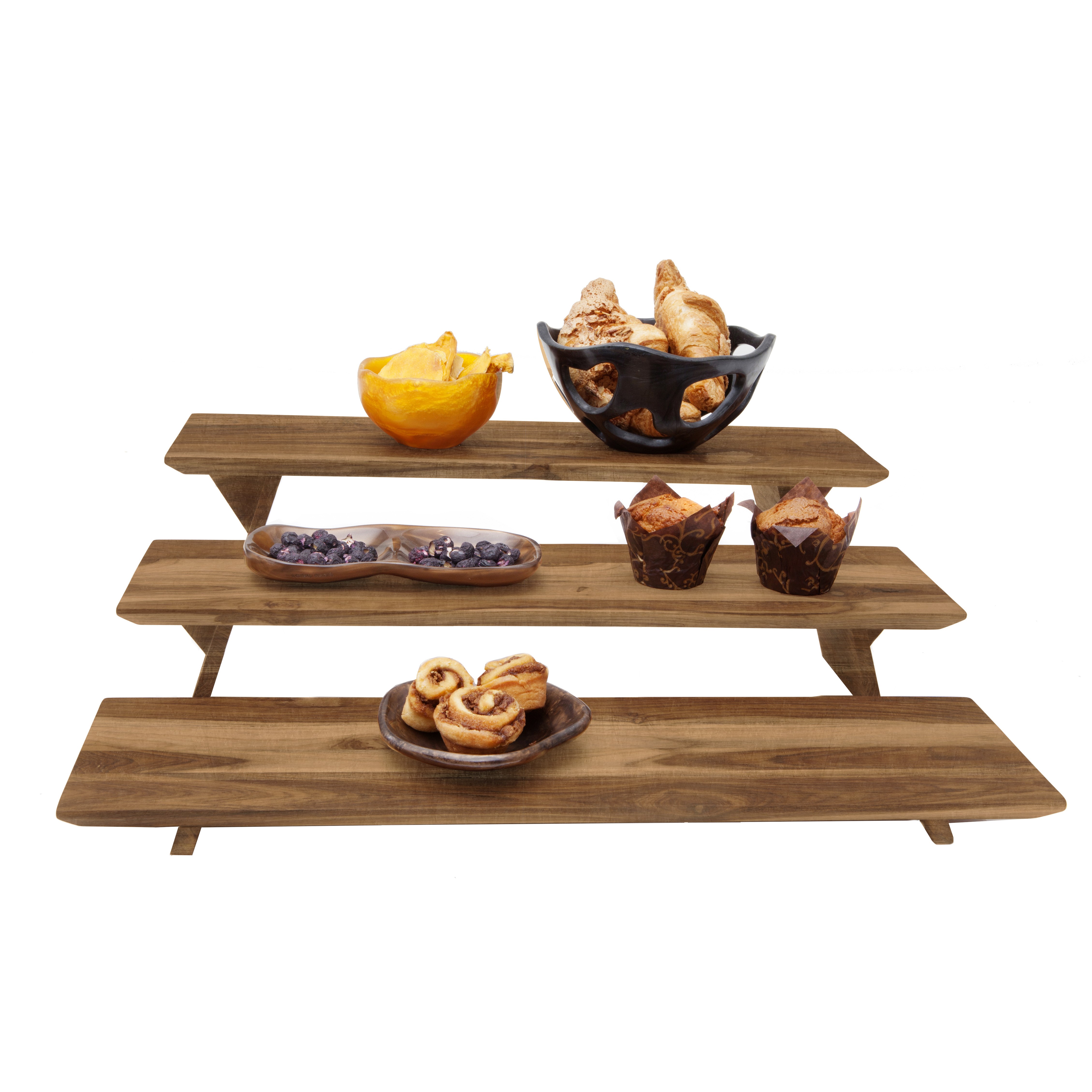 D.W.Haber Fusion Buffet Natural Teak 3 Piece Riser Set L 23" W 6" In 3 ...