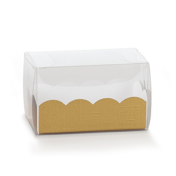 Transparent Favor Gift Box with Scalloped Gold Fiber Base - 80 mm x 50 ...