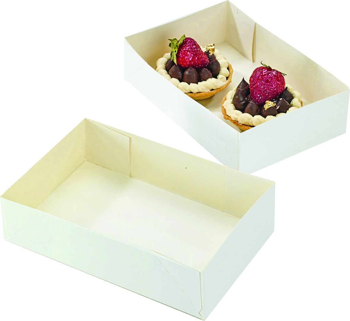 Premium White Cardboard Petits-Fours Pastry Boxes - 14 cm x 10 cm x 5 ...