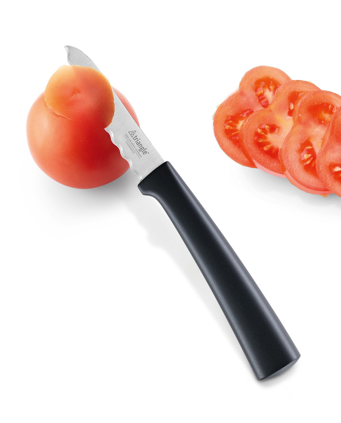 Triangle Tomato Knife. Waved Serration