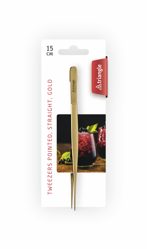 Triangle Tweezers Pointed. Straight 15 cm. Gold. Carded