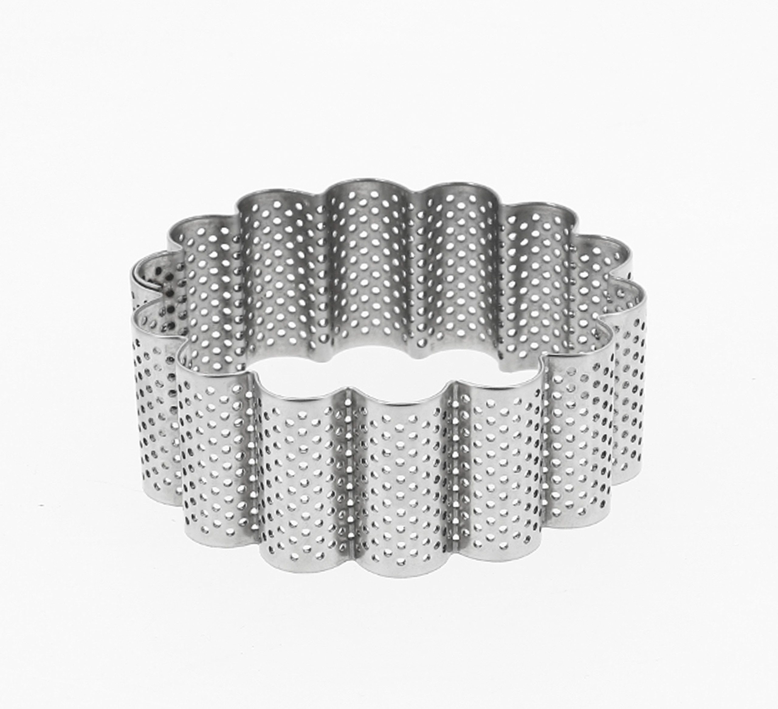 Perforated Stainless Steel Fluted Circle Tart Ring - Ø 140 mm x h 25 mm